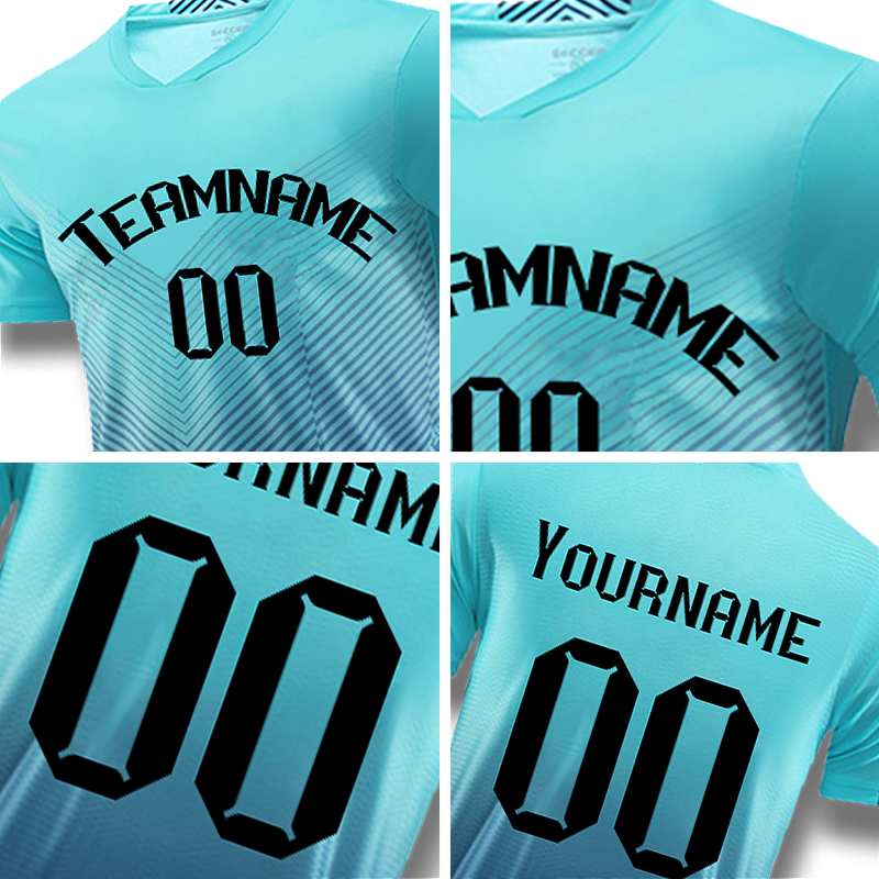 Personalized custom bright blue football uniform