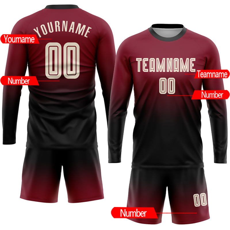 Customized youth gradient long sleeve soccer uniforms