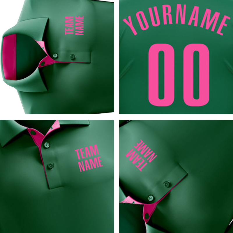Custom Green Team Polo Shirt Design