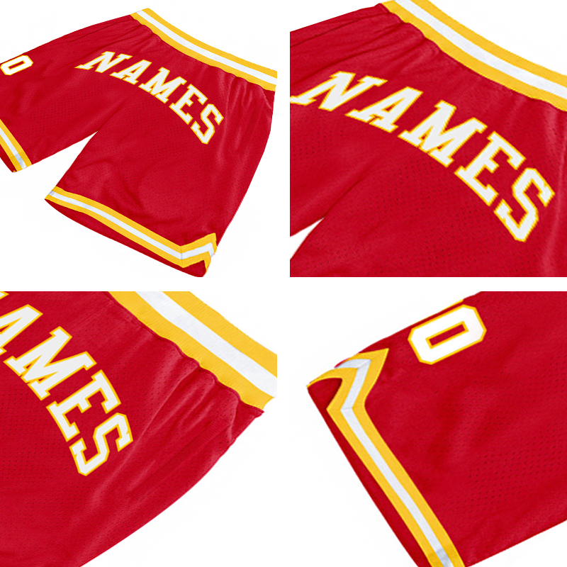 Personalized red breathable basketball shorts design