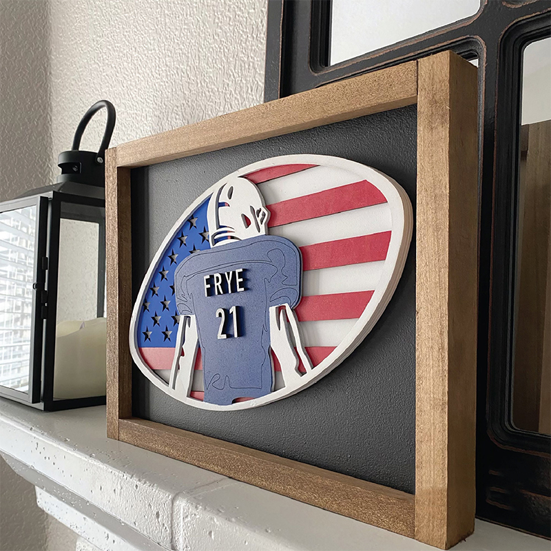 Personalized American Flag 3D Football Player Name Logo