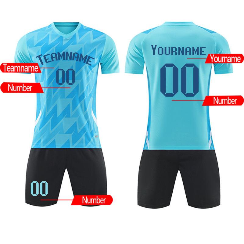 Custom Breathable Light Blue Soccer Jersey