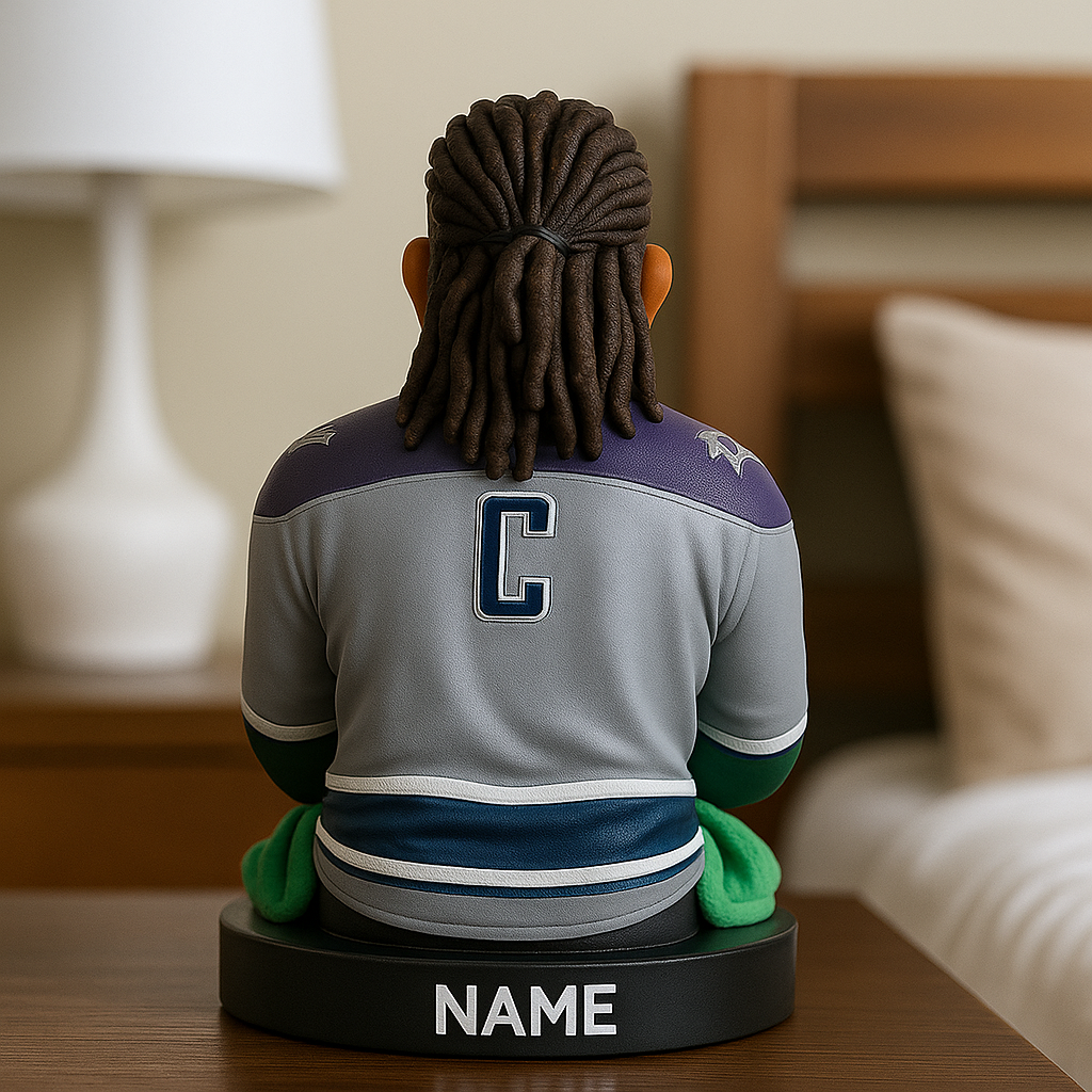 Custom-made ice hockey player themed miniature statues