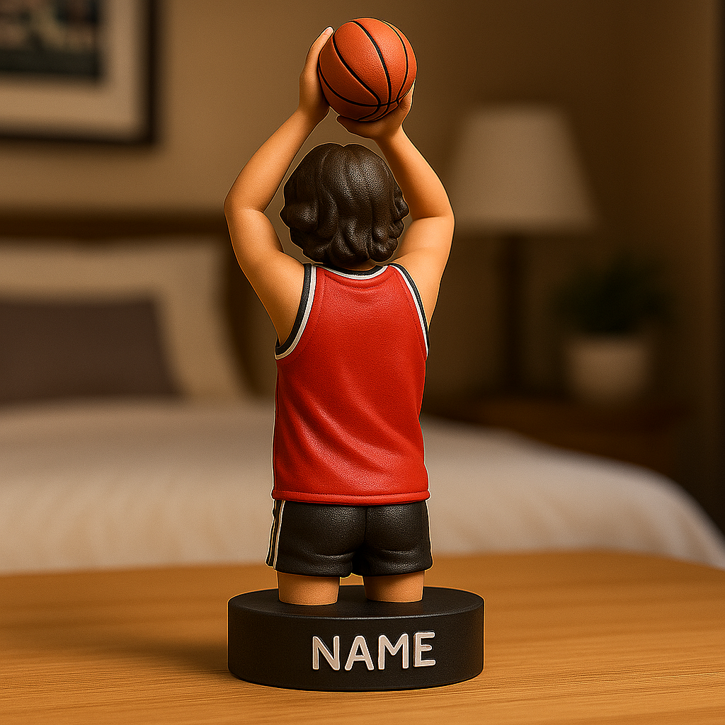Customized basketball player-themed portrait statues