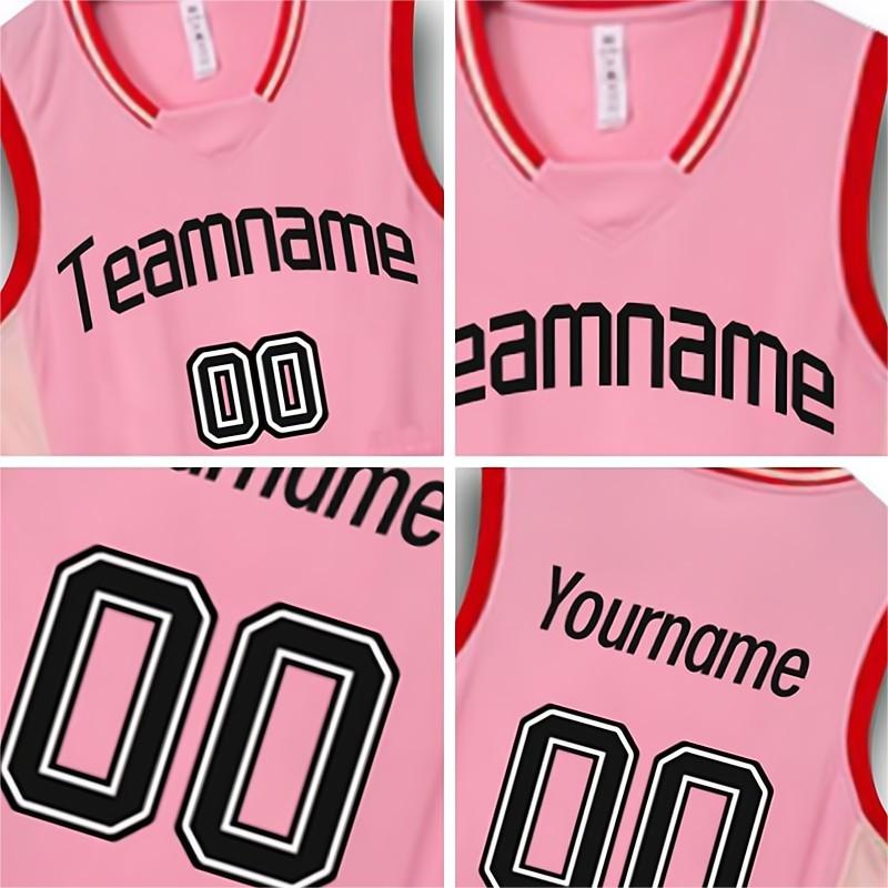 Custom Half V Neck Pink Basketball Jersey