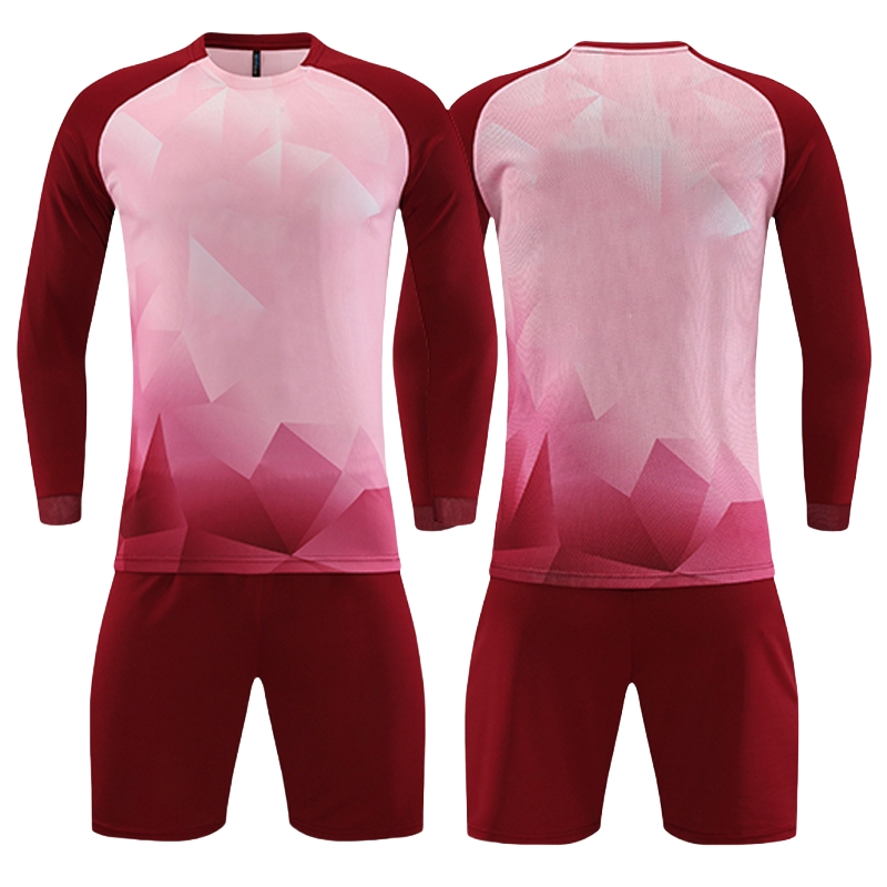 Custom maroon autumn and winter long-sleeved soccer jersey